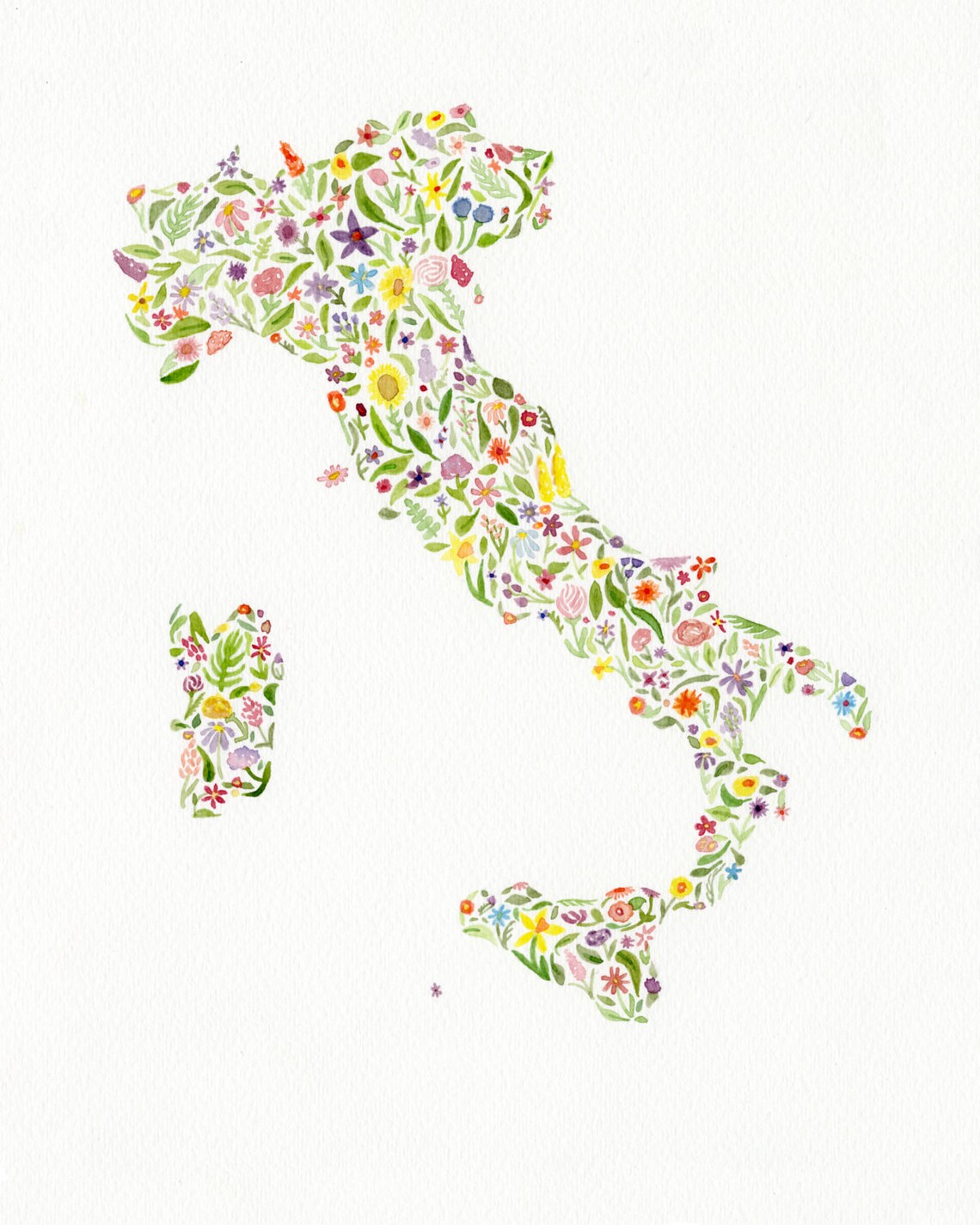 Italy Floral Watercolor Art Print Europe Trip Italian Wall | Etsy