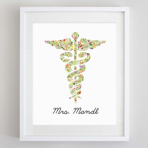 Customized Nurse Floral Watercolor Print - Nurse Graduation Gift ...
