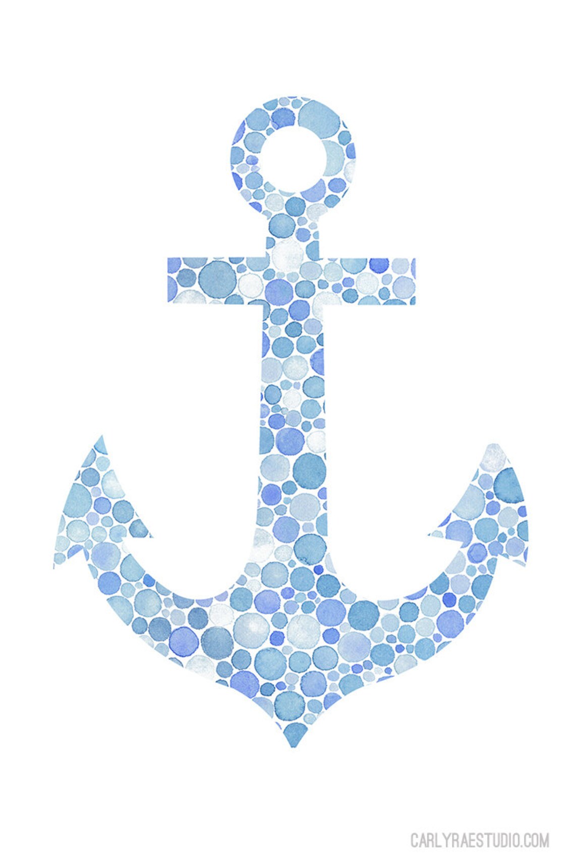 Blue Anchor Watercolor Print Custom Anchor Artwork Beach | Etsy