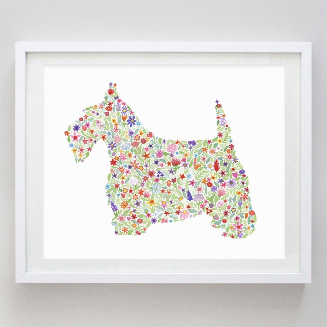 Terrier Floral Watercolor Art Print - Dog Gift - Dog Breed - Puppy Art ...