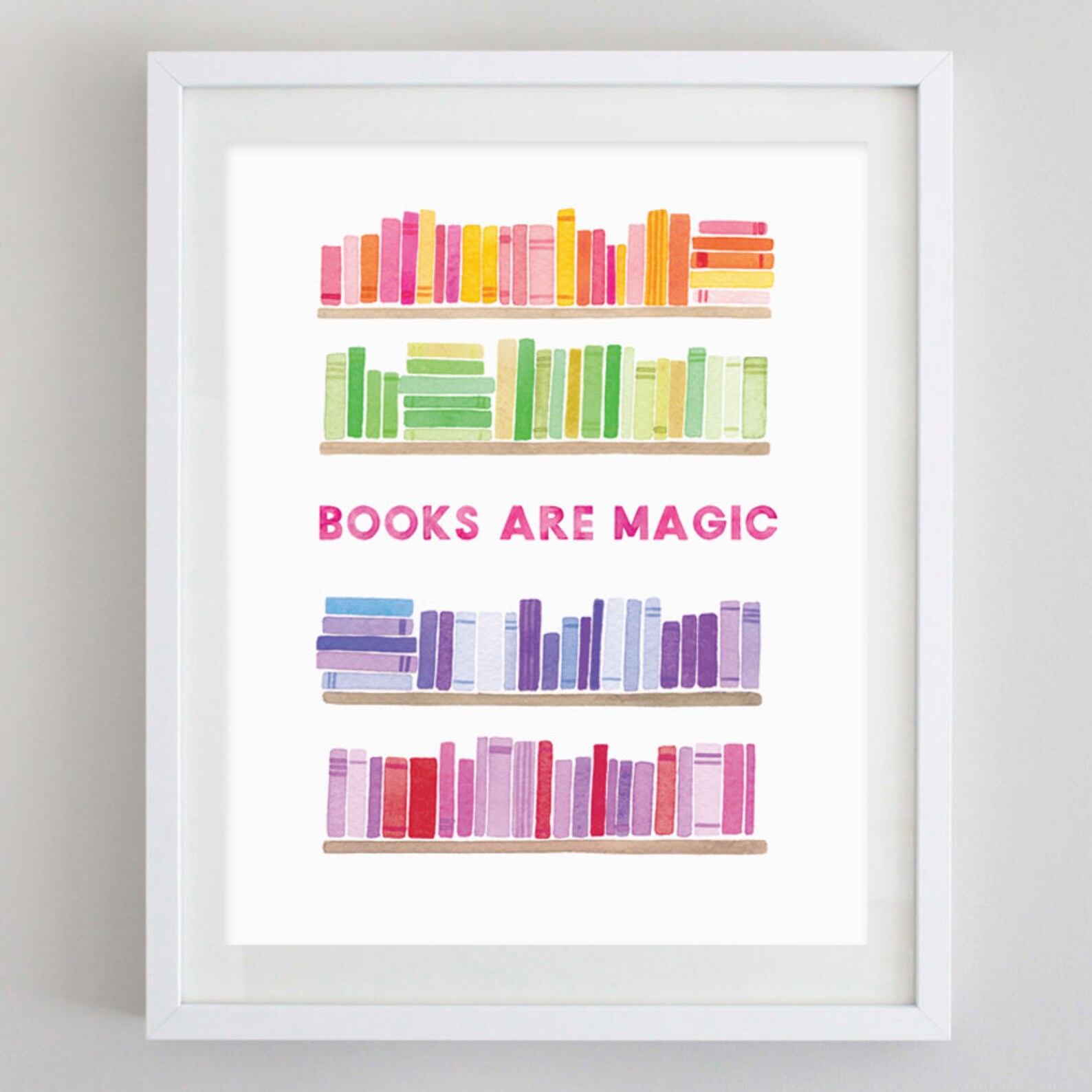 Books Are Magic Watercolor Print - Reading Artwork - I Love Reading ...
