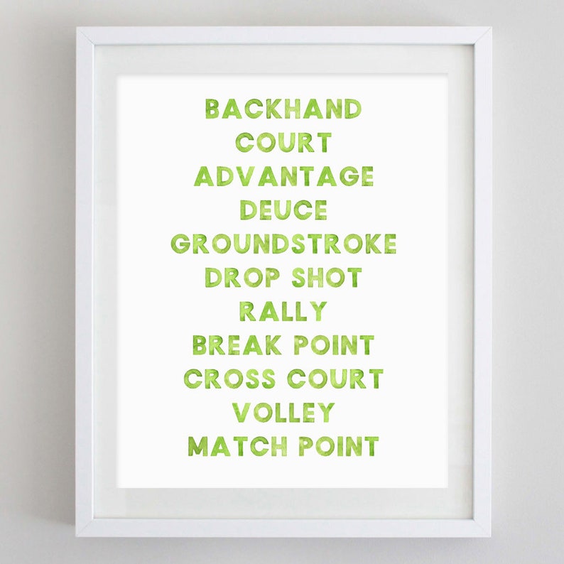 Tennis Words Watercolor Art Print - Etsy