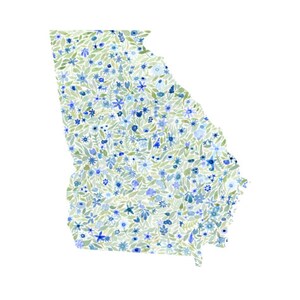 Georgia State Floral Watercolor Art Print - Available in Any State - Etsy