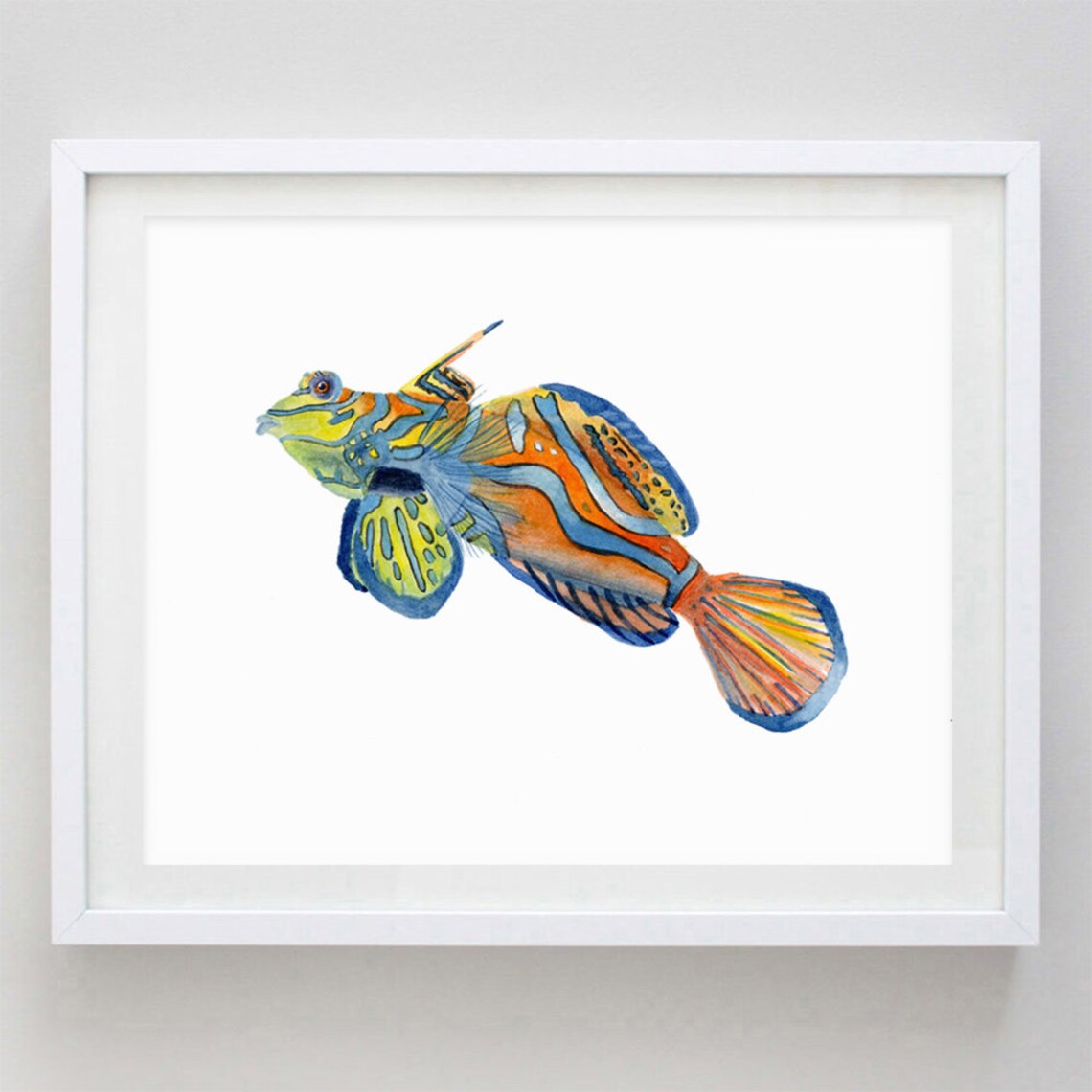 Tropical Fish Mandarin Goby Watercolor Print - Sea Life Art -tropical ...