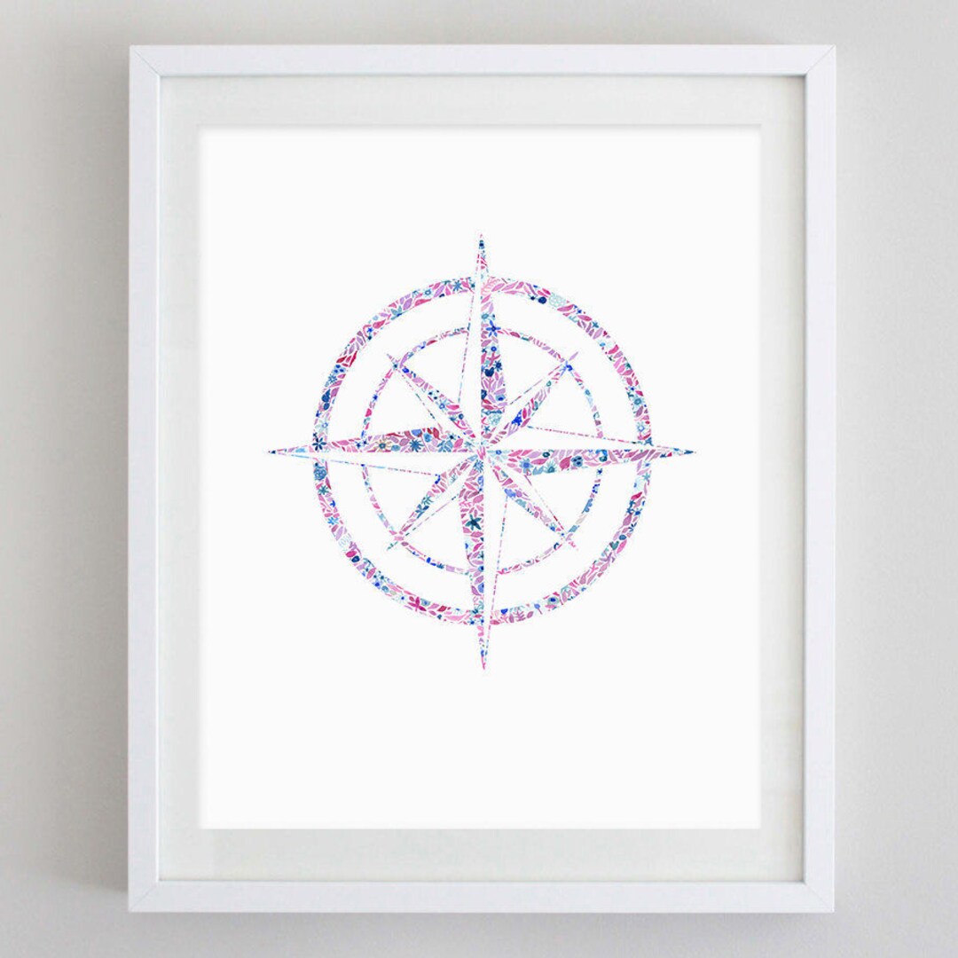 Compass Art Print - Custom Compass Artwork - Compass Painting - Compass ...