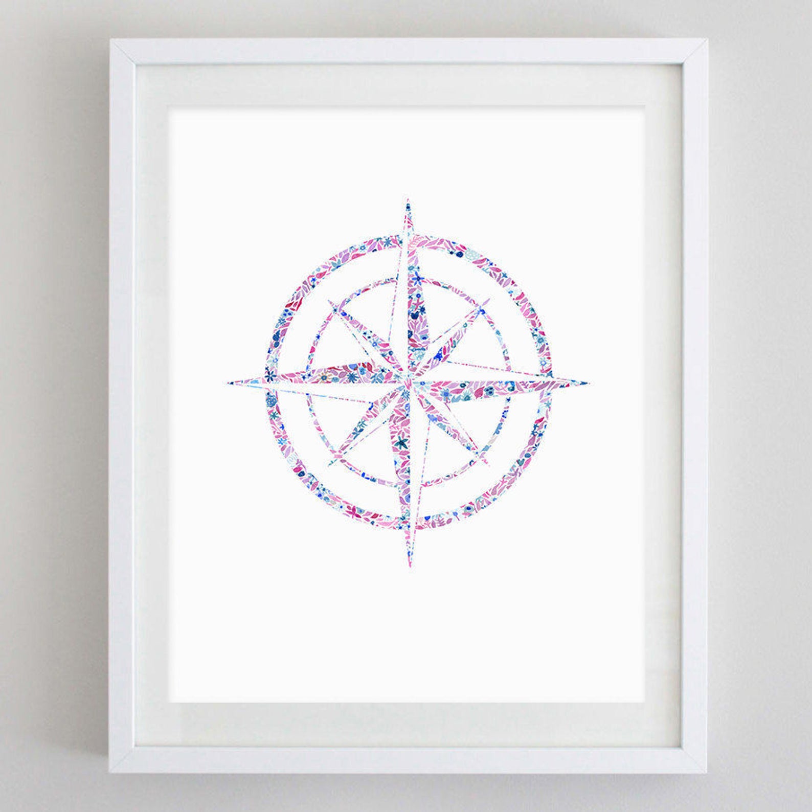 Compass Art Print Custom Compass Artwork Compass Painting | Etsy