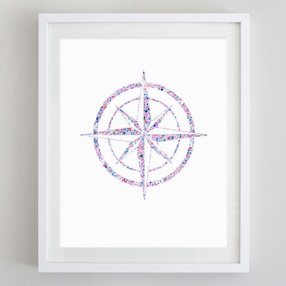 Compass Art Print Custom Compass Artwork Compass Painting | Etsy