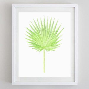 Palm Leaf Tropical Botanical Watercolor Print - Leaf Artwork - Green ...