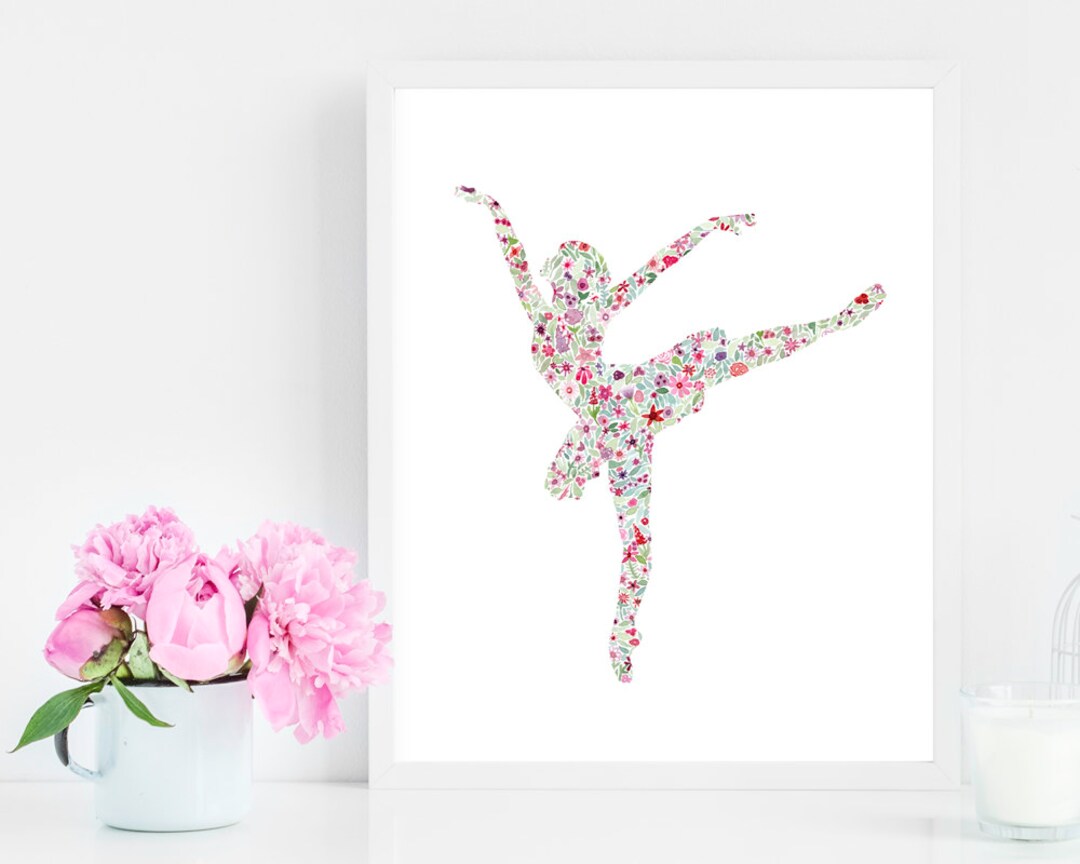 Ballerina 2 Floral Watercolor Print - Dancer Artwork - Girls Room ...