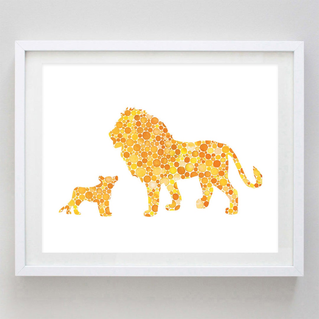 Daddy and Baby Lion Watercolor Art Print - Safari Nursery - Animal ...