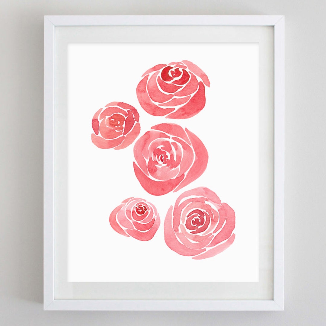 Pink Roses Watercolor Art Print - Rose Art - Rose Watercolor - Girls ...