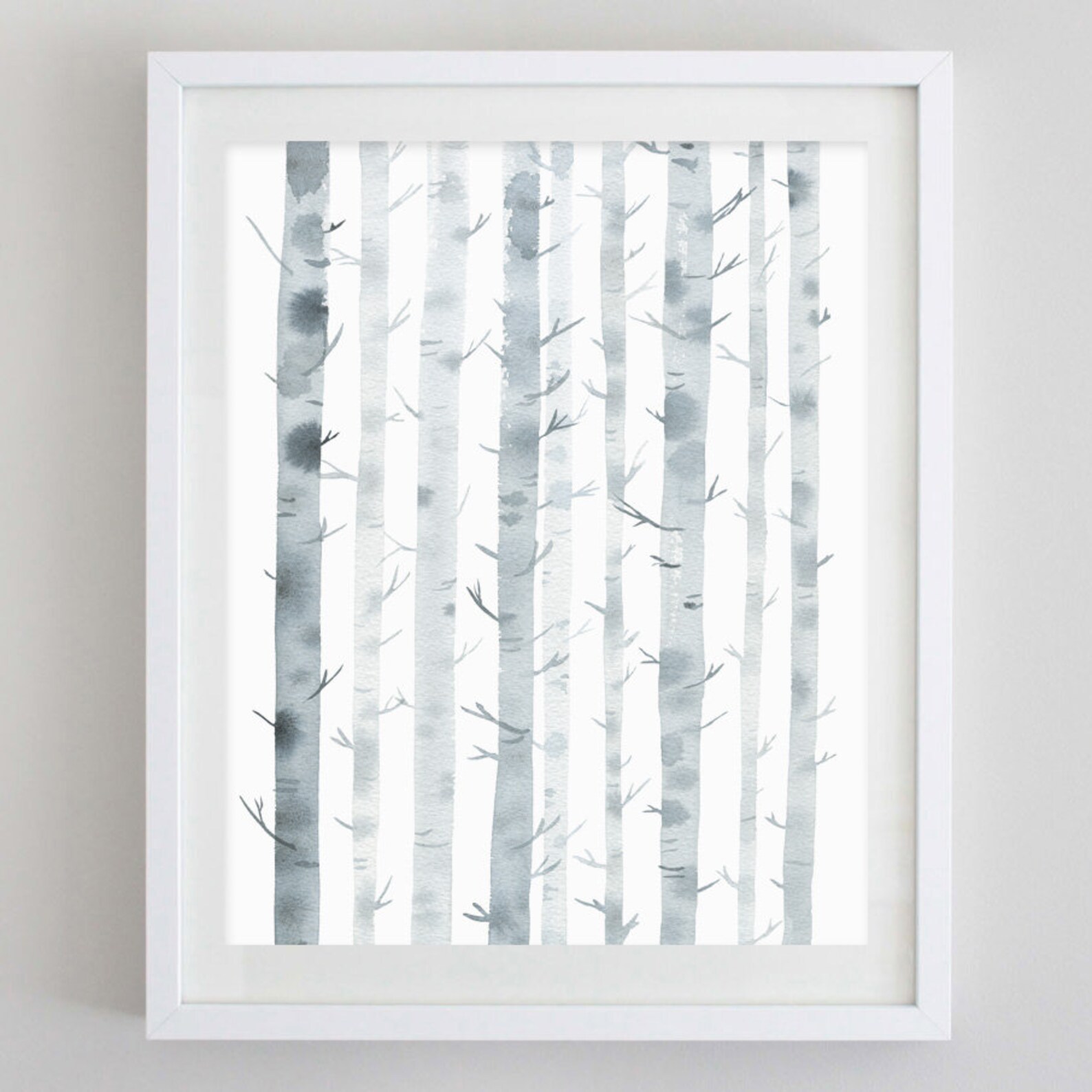Birch Tree Watercolor Art Print Neutral Home Decor Birch - Etsy