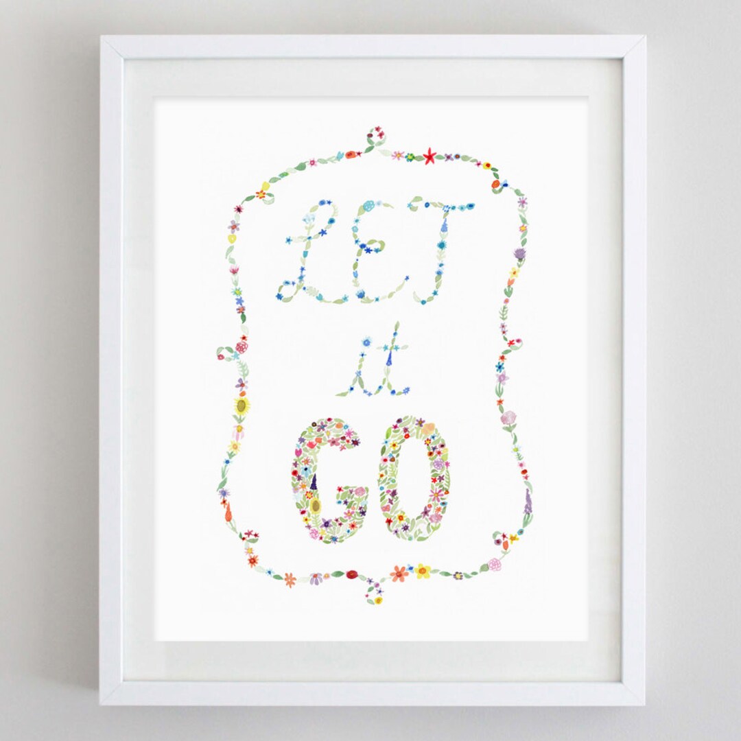 Let It Go Floral Watercolor Art Print - Etsy