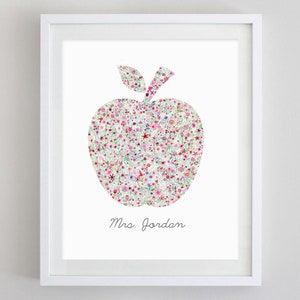 Customized Teacher Appreciation Gift - Apple Floral Watercolor Print ...