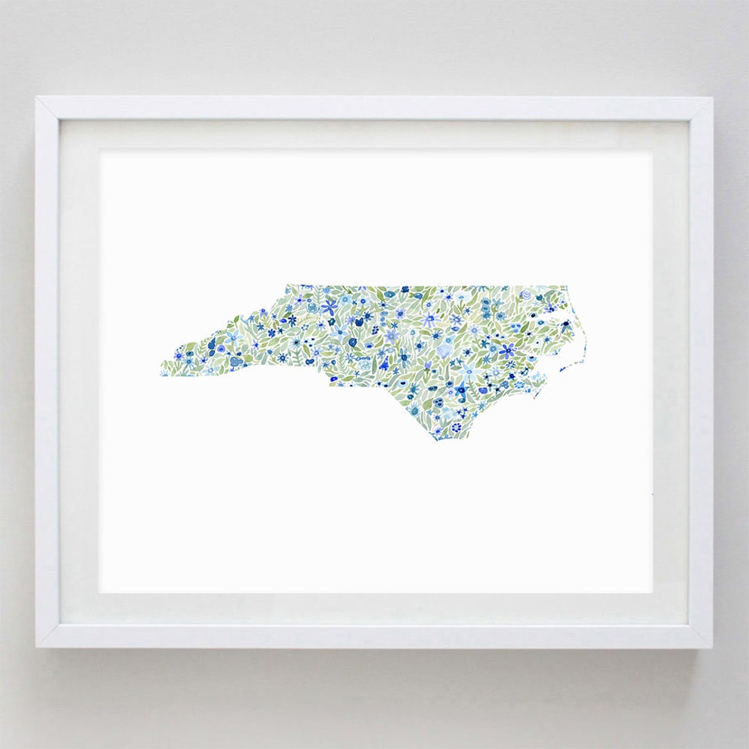 North Carolina Watercolor Art Print - Custom North Carolina Art - North ...
