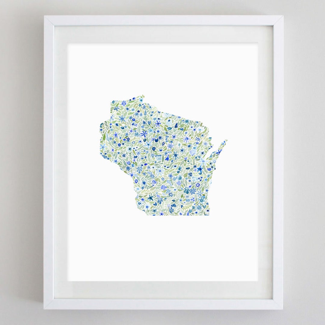 Wisconsin Watercolor Art Print - Custom Wisconsin Art Gift - Wisconsin ...