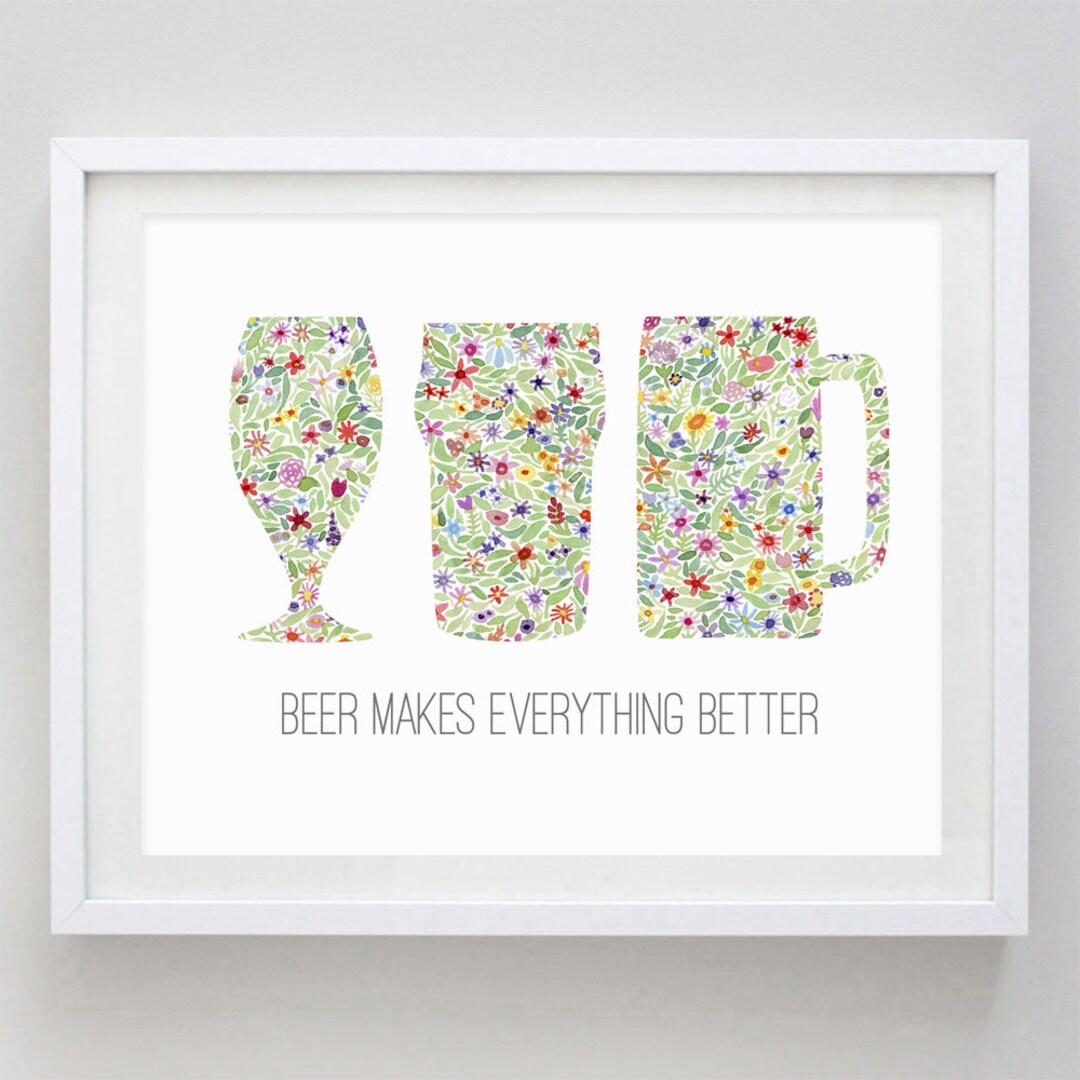 Beer Lover Watercolor Art Print - Basement Decor - Bar Artwork ...