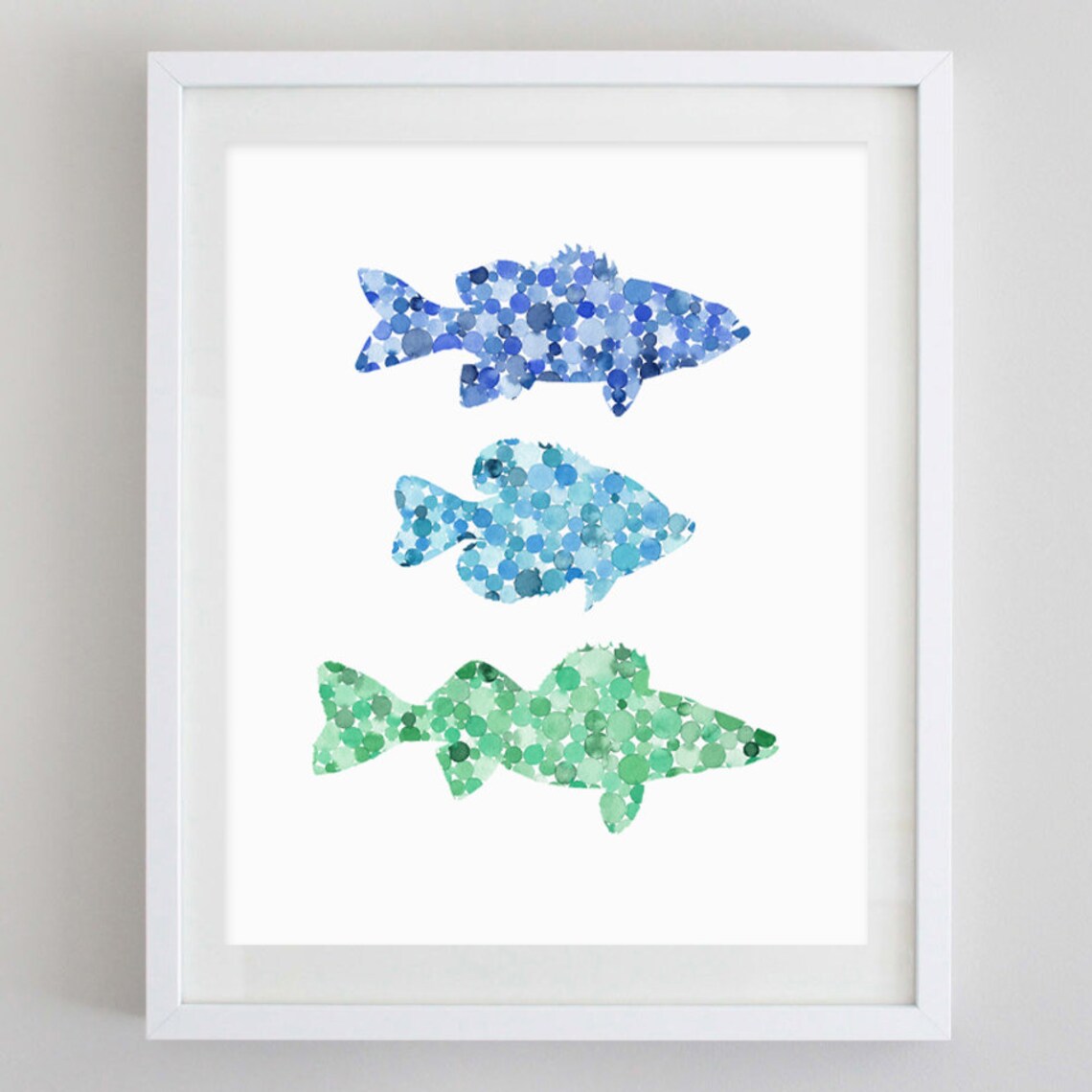 Blue Fish Watercolor Print - Fish Lake House Artwork - Beach House Art ...