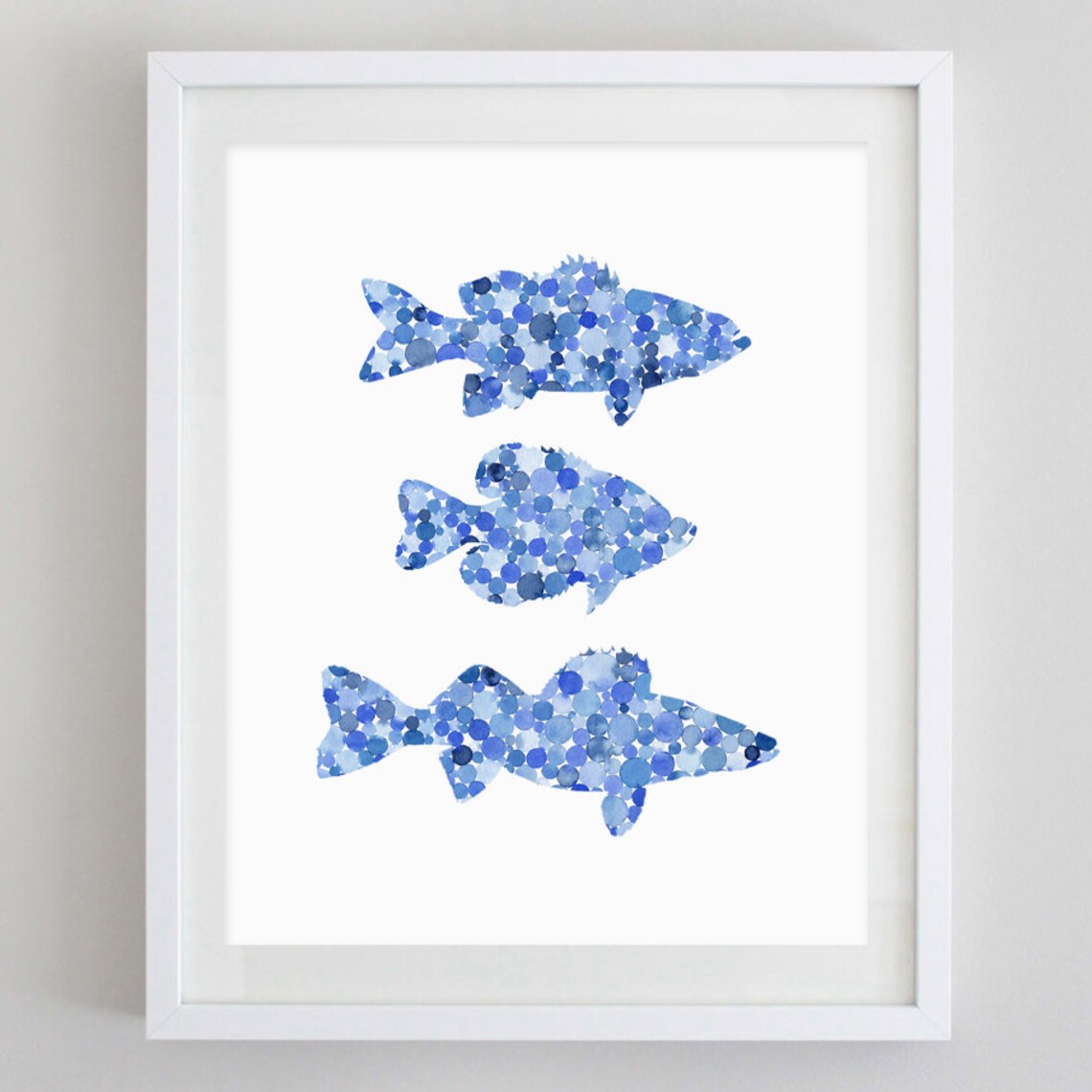Blue Fish Watercolor Print Fish Lake House Artwork Beach - Etsy