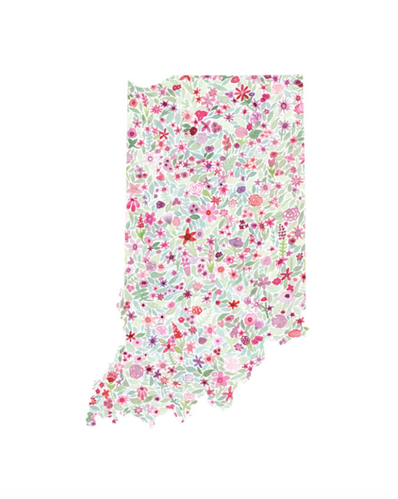 Indiana State Watercolor Art Print Any State Available | Etsy