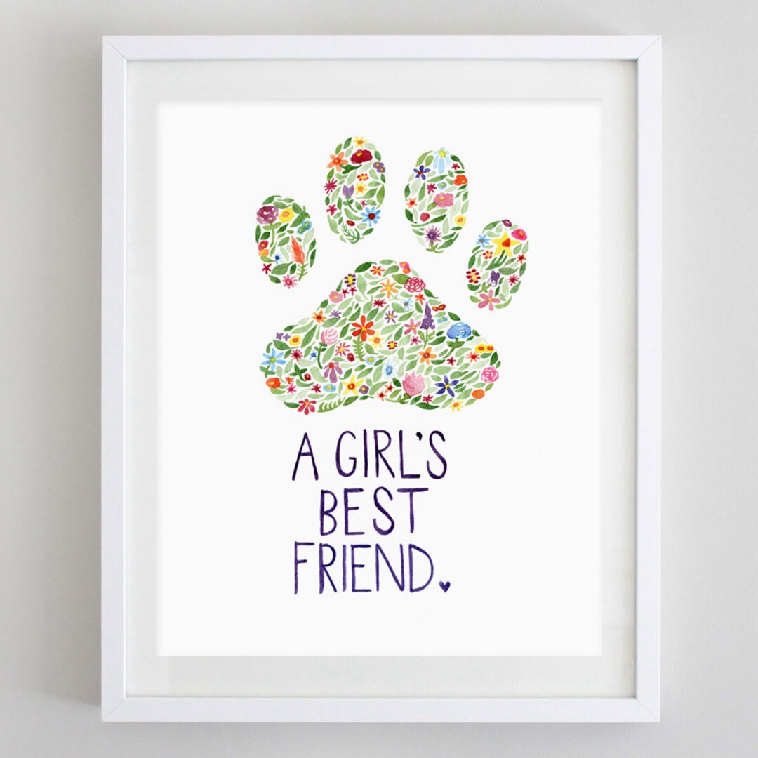 Dog Watercolor Print - Dog Paw Print Artwork - Dog Gift - Dog Breed ...