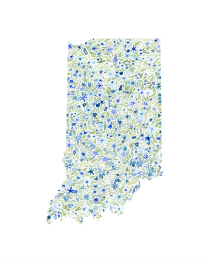 Indiana State Watercolor Art Print Any State Available - Etsy
