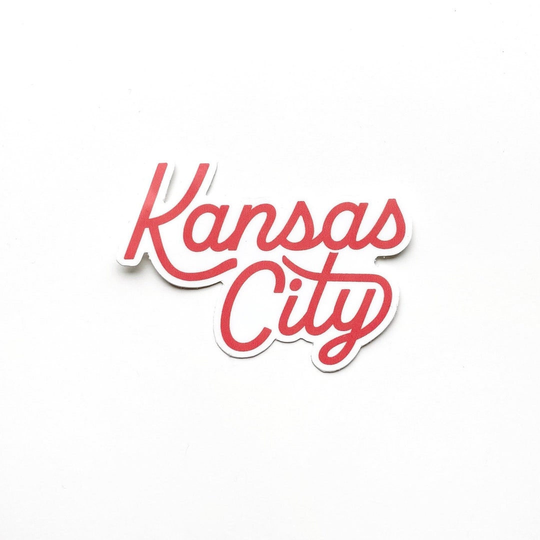 Kansas City Script Sticker - Coral Red - KC Sticker - Kansas City Gift ...