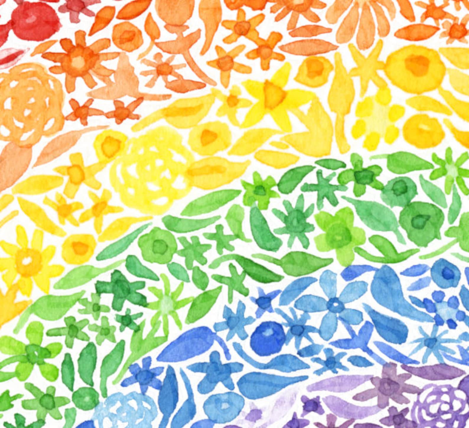 Rainbow Watercolor Art Print Rainbow Painting Rainbow - Etsy