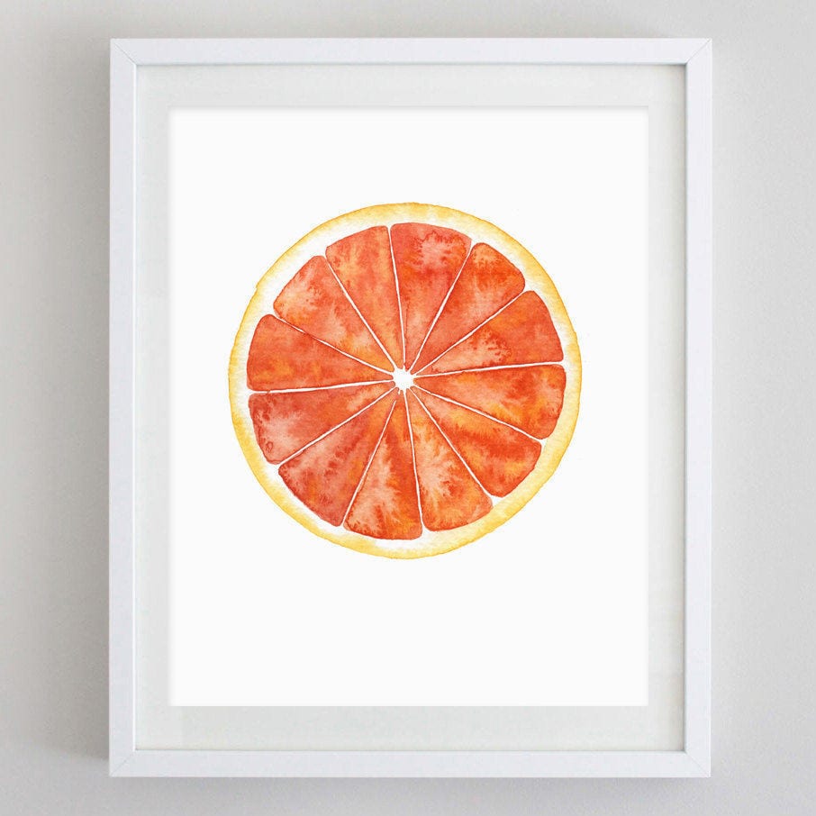 Orange Watercolor Art Print | Etsy