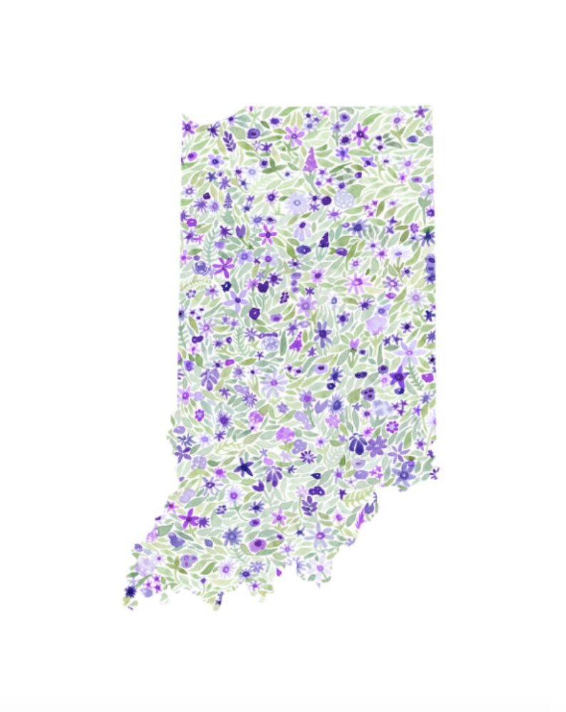 Indiana State Watercolor Art Print Any State Available - Etsy