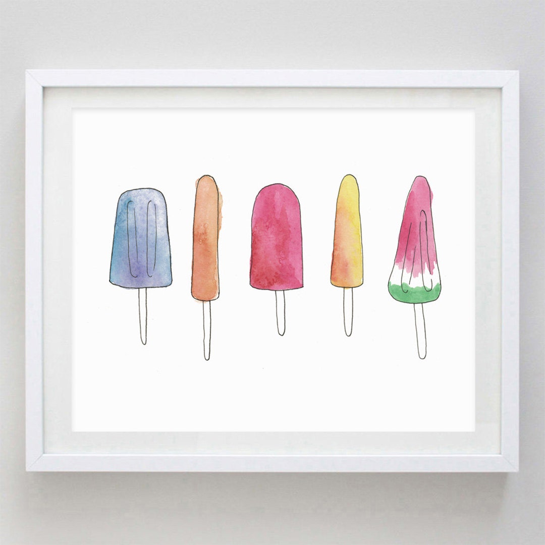 Popsicles Colorful Watercolor Art Print - Etsy