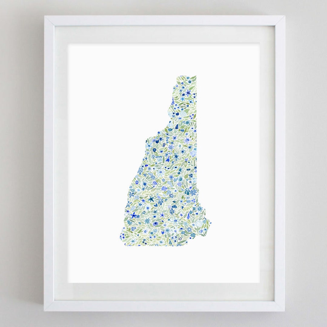 New Hampshire Watercolor Art Print - Custom New Hampshire Art - New ...