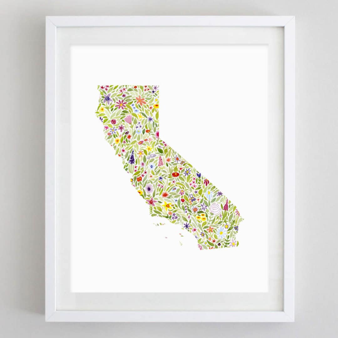 California Watercolor Art Print - Any State Available - California ...