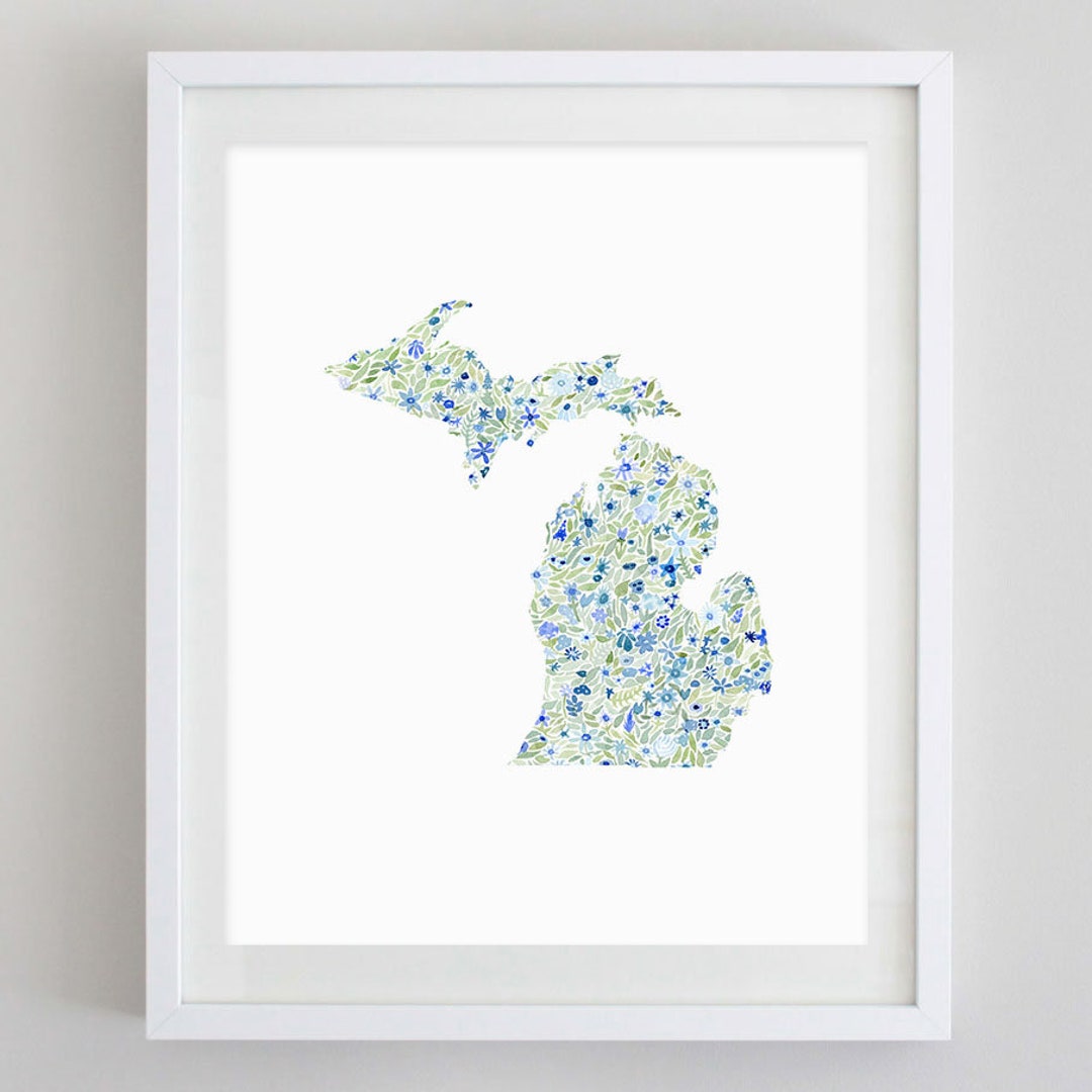 Michigan Watercolor Art Print - Custom Michigan Artwork - Michigan ...