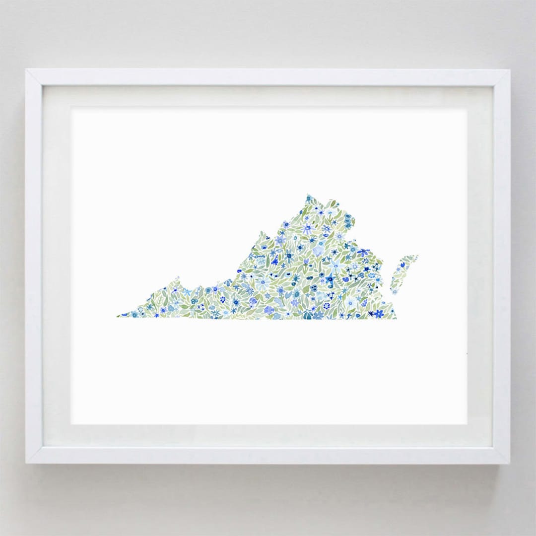 Virginia Watercolor Art Print - Custom Virginia Art - Virginia Nursery ...