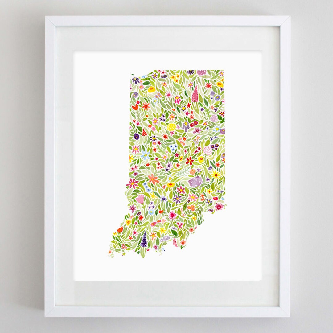 Indiana State Watercolor Art Print - Any State Available - Indiana ...