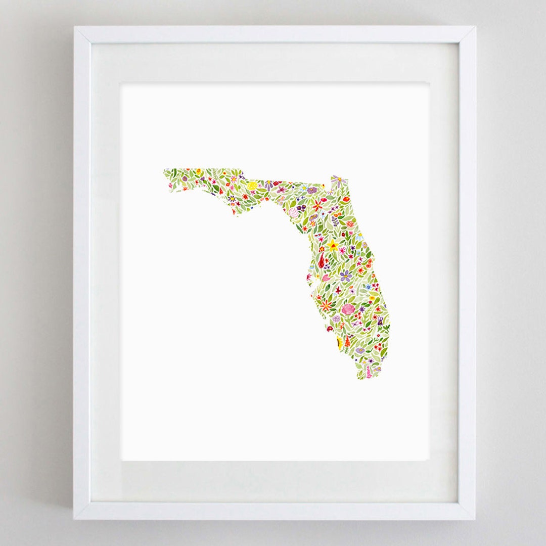 Florida State Watercolor Print - Available in Any State - Florida ...