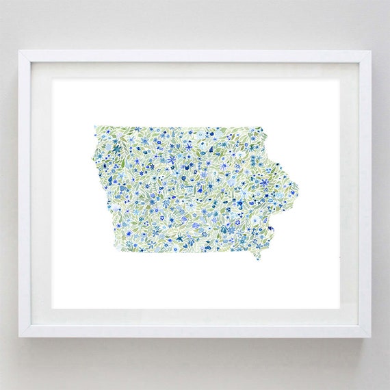 Iowa Watercolor Art Print Custom Iowa Artwork Iowa | Etsy