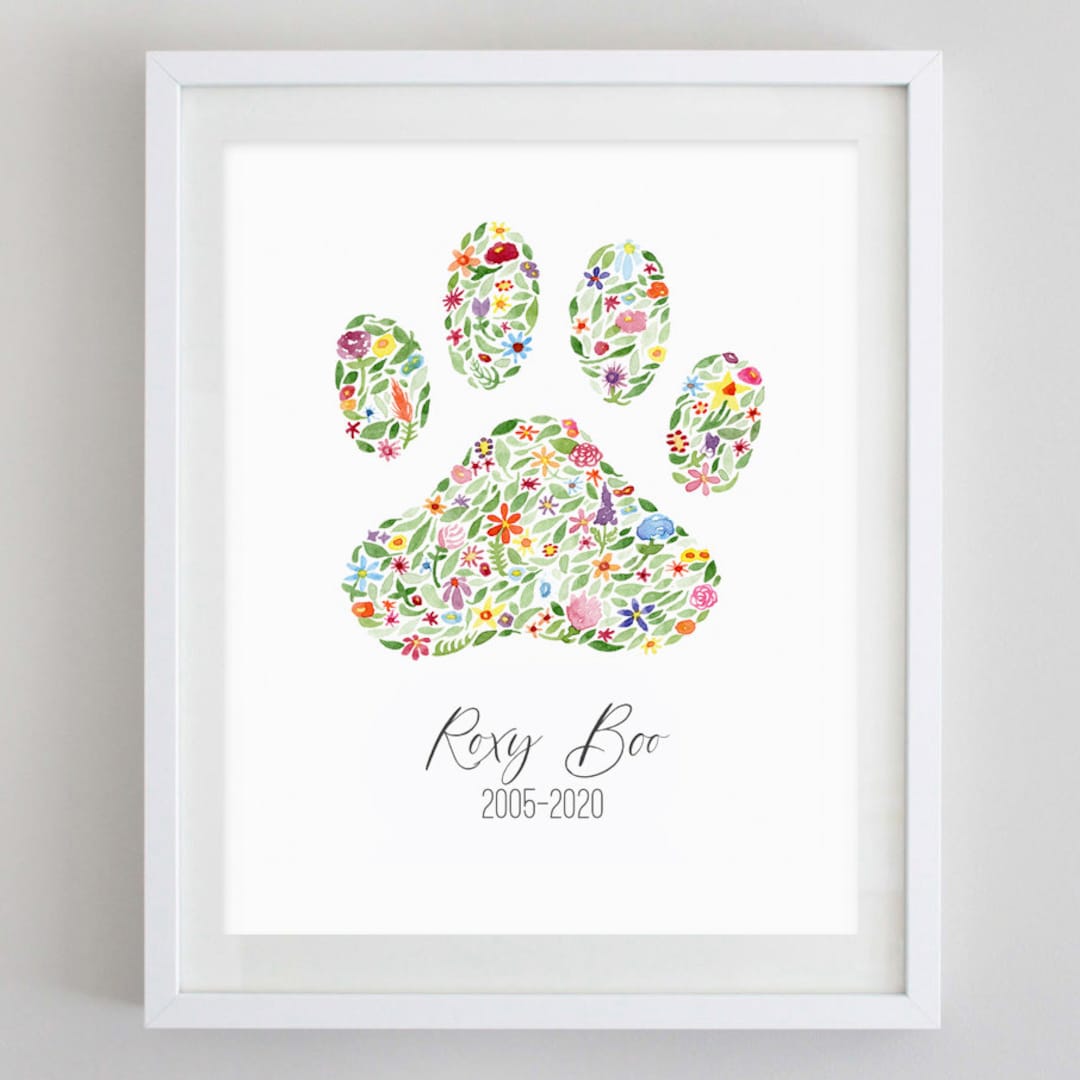 Custom Dog Remembrance Watercolor Print Dog Paw Print Artwork Dog Gift ...