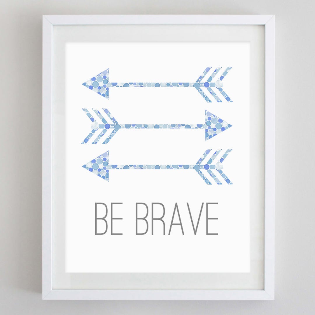 Be Brave Arrows Watercolor Art Print in Blue Dots - Etsy