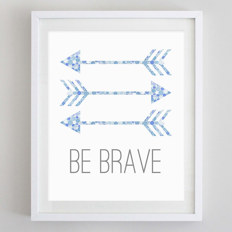 Be Brave Arrows Watercolor Art Print in Blue Dots | Etsy