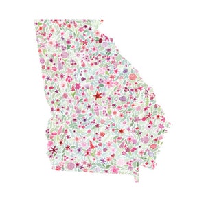 Georgia State Floral Watercolor Art Print - Available in Any State - Etsy