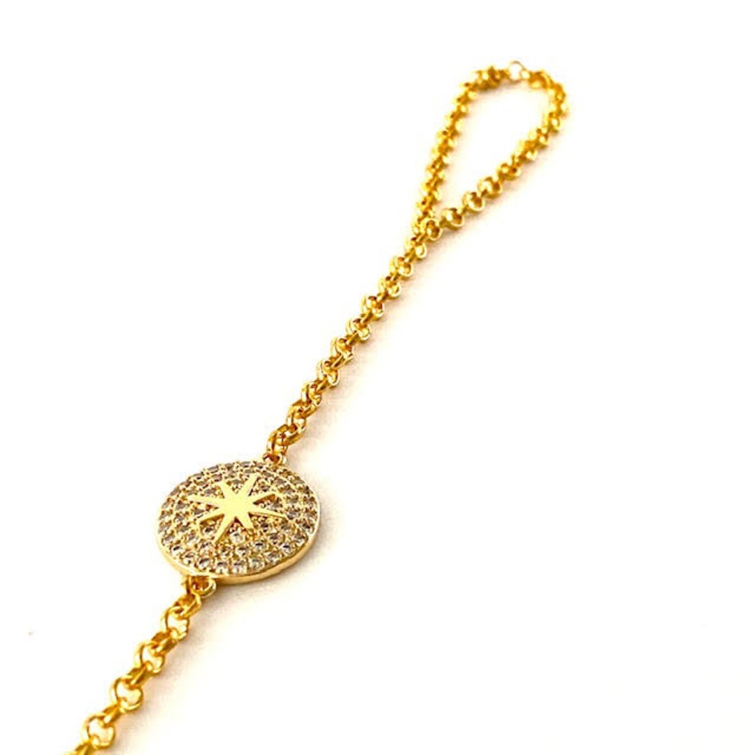 Golden North Star Hand Chain - Etsy