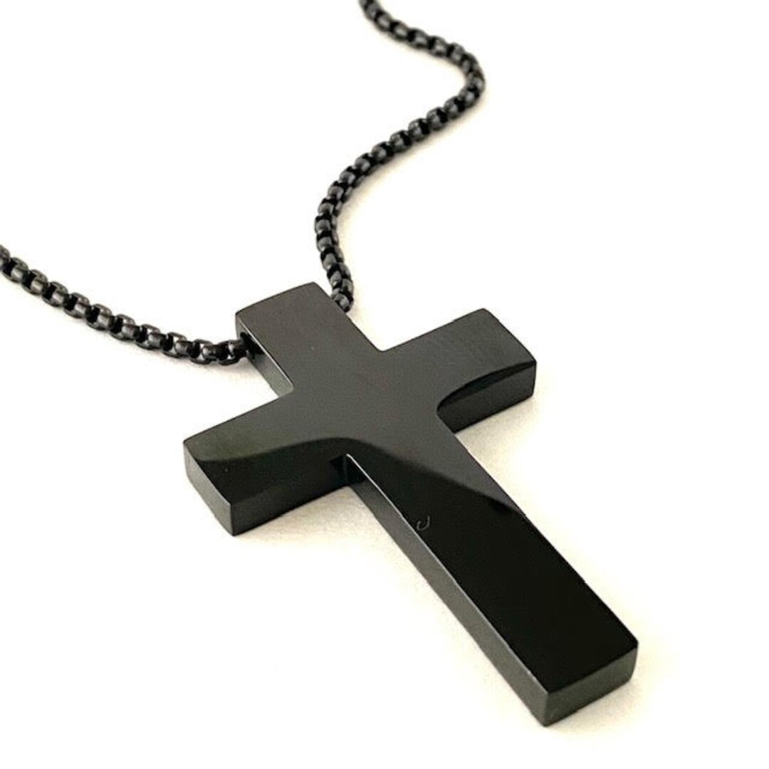 Black Stainless Steel Cross Pendant - Etsy