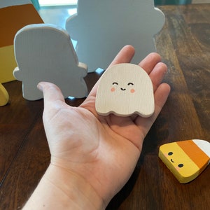 Ghost and Candy Corn Decor/ Cute Halloween Decor/ Wood Ghost/ Wood ...