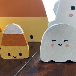 Ghost and Candy Corn Decor/ Cute Halloween Decor/ Wood Ghost/ Wood ...