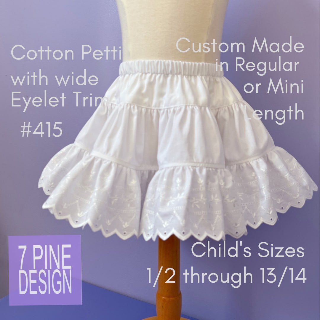 Childs Embroidered Petticoat , Baby Petti-slip, White Cotton Slip ...