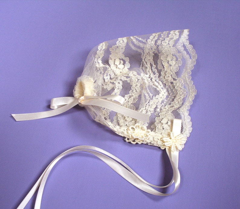 Ivory Lace Bonnet 101 Baby Bonnet Vintage Lace Satin - Etsy