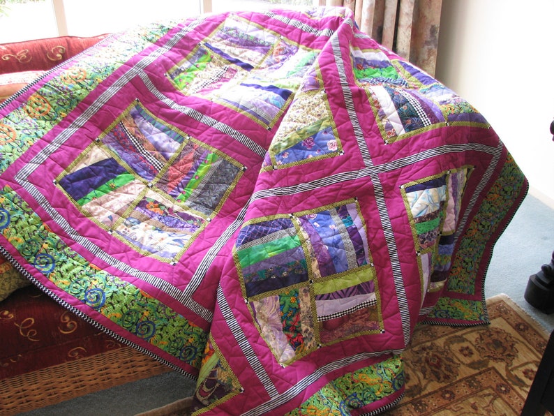 Zingy Geometric Quilt in Bright Colours - Etsy