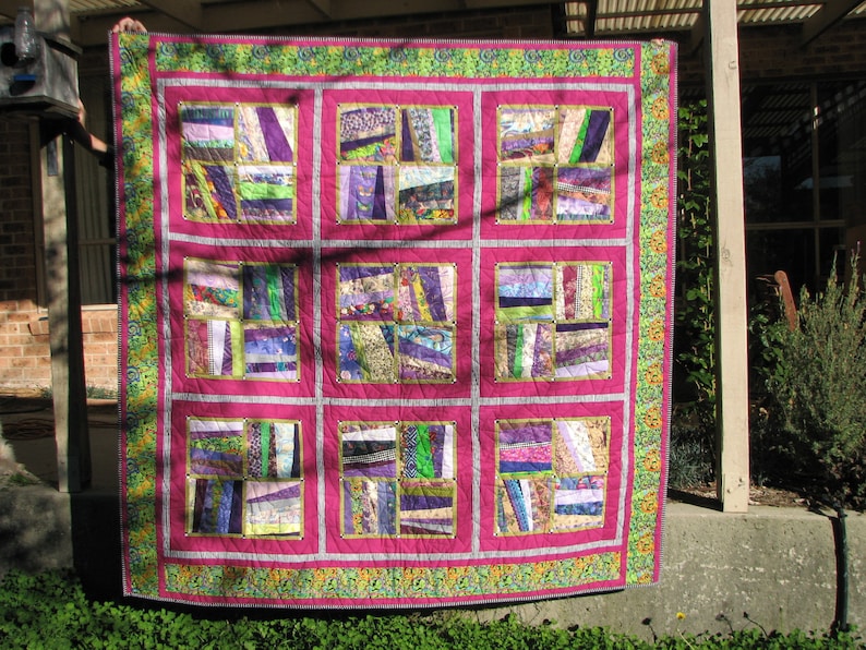 Zingy Geometric Quilt in Bright Colours - Etsy